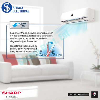 Sharp 1.0HP Air Cond (R32, Inverter with Plasmacluster) AHXP10YMD