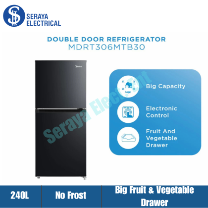 Midea 240L Two Door Refrigerator MDRT306MTB30 (Black)