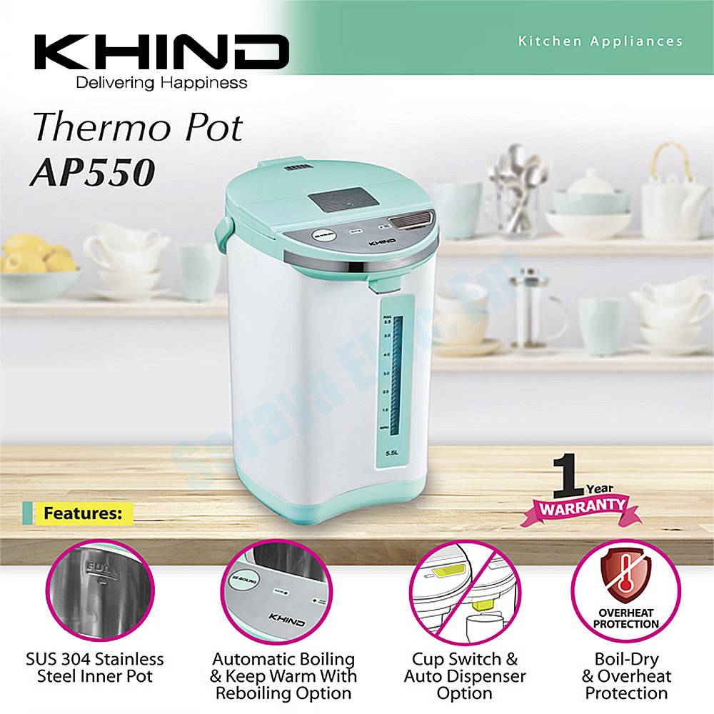 Khind Thermo Pot (Midori Series) 5.5L Auto Dispenser Function + SUS 304 ...